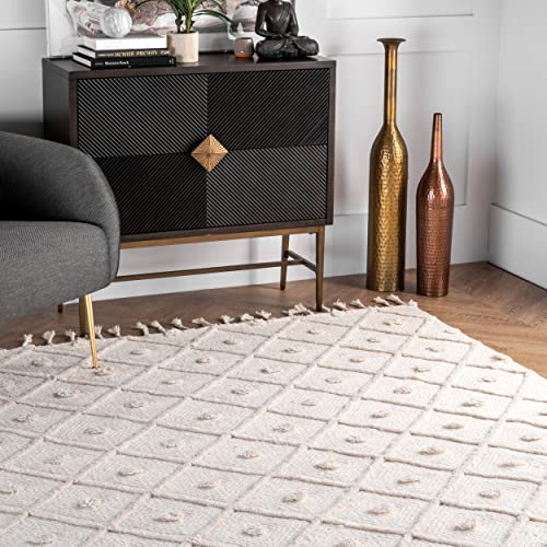 nuLOOM Jinny Moroccan Wool Tasseled Area Rug, 6' x 9',