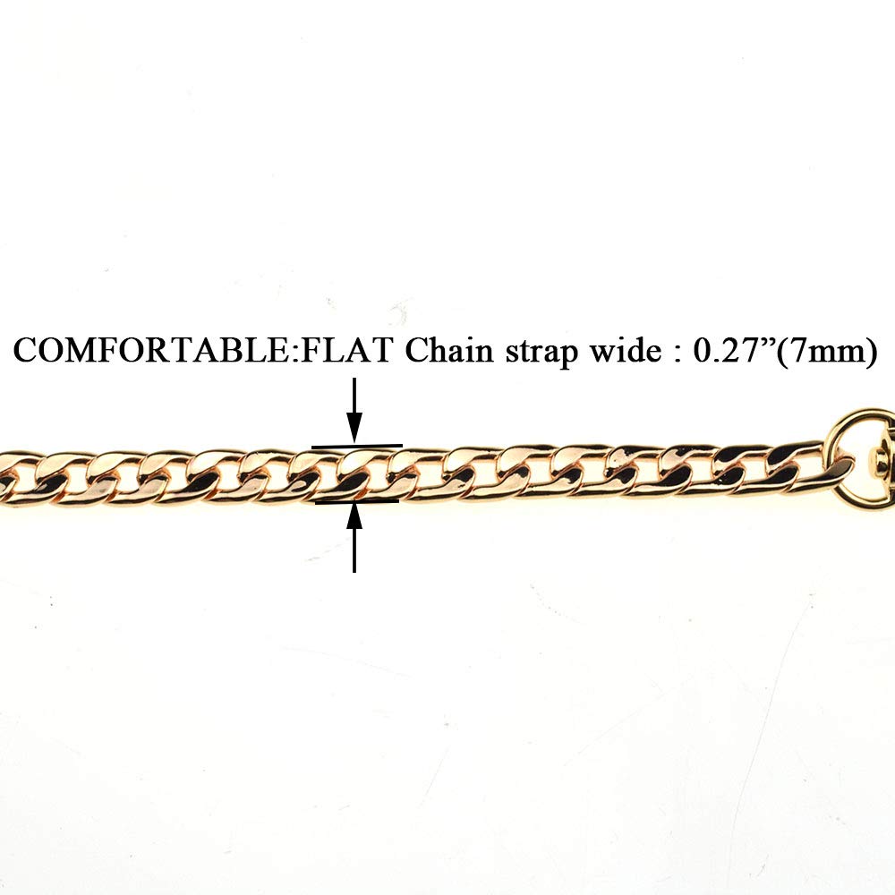 HAHIYO Mini Pochette Purse Chain Strap Slim Wide 7mm for LV Length 23.6 inches Extra Thick 2.6mm Shiny Gold for Shoulder Cross Body Sling Handbag Wallet Clutch Comfortable Flat Metal Strap 1 Pack
