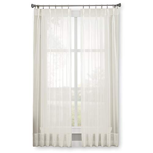 Curtainworks Soho Voile Sheer Pinch Pleat Curtain Panel, 29 by 84", Oyster (Pack of 1)