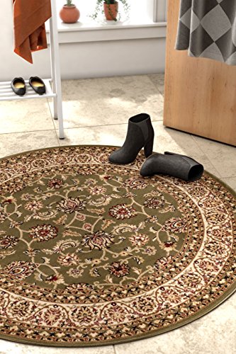 Well Woven Barclay Sarouk Green Traditional Area Rug 3'11" Round