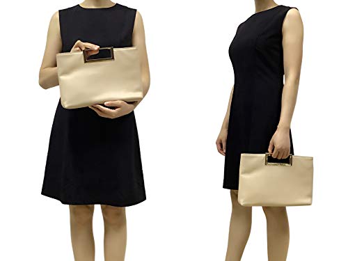 CHARMING TAILOR Fashion PU Leather Handbag Stylish Women Convertible Clutch Purse (Beige)