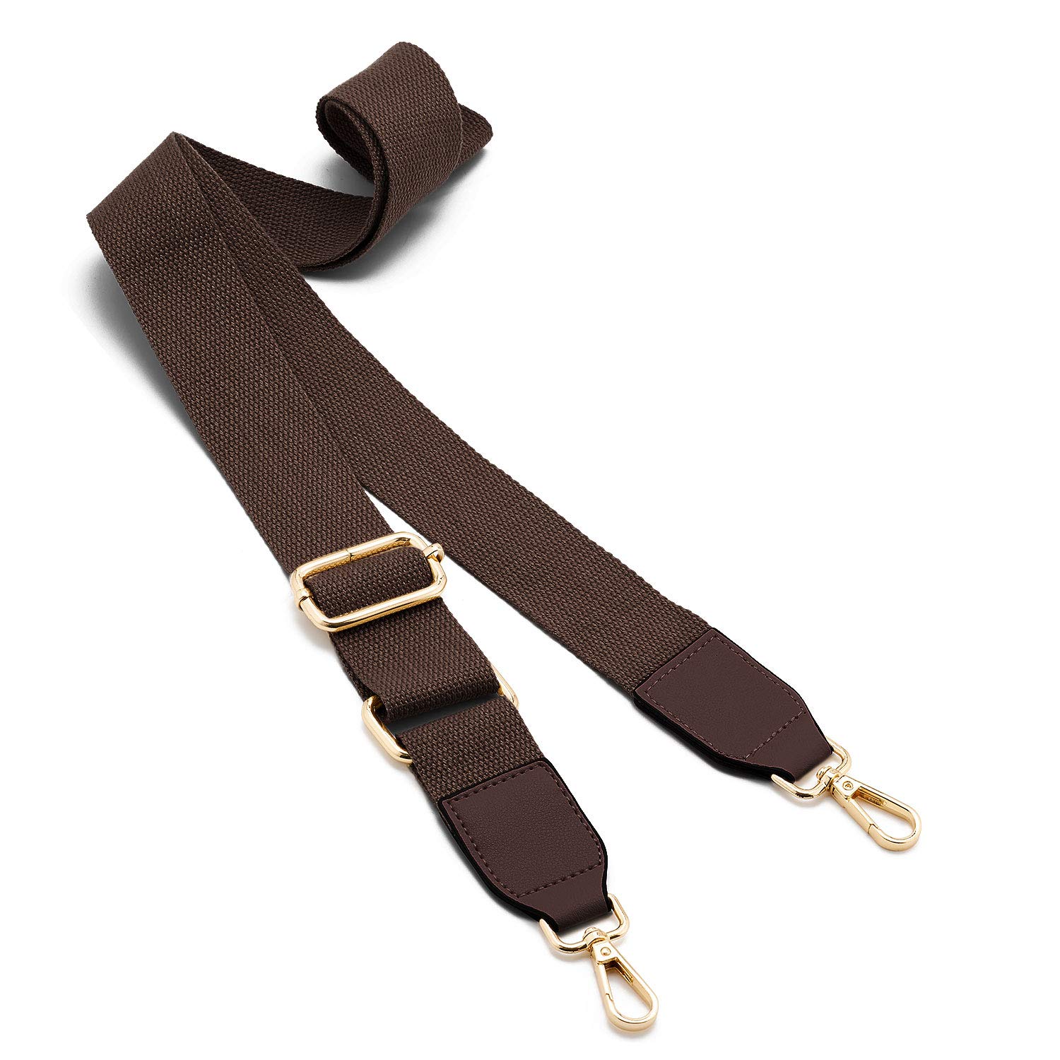 DEVPSISR Wide Shoulder Purse Strap Replacement Adjustable Belt Canvas Bag Crossbody Handbag (Leather Buckle-Brown)