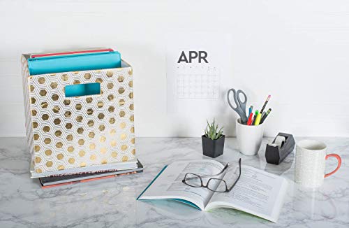 DII Collapsible Polyester Storage Cube, Honeycomb, Gold, Large