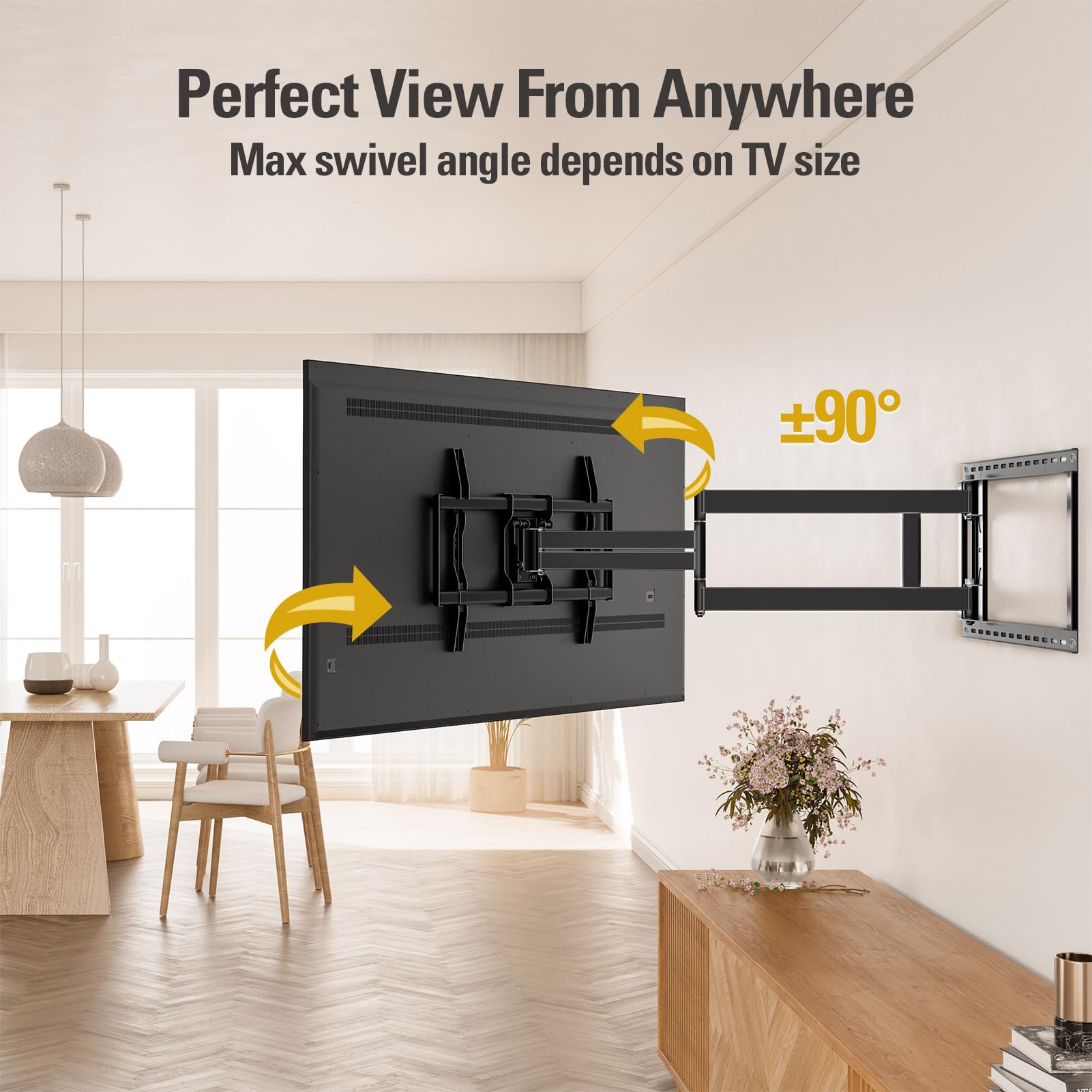 Mounting Dream Long Arm TV Wall Mount for Most 42-90 Inch TV, 40 Inch Extension TV Mount Swivel and Tilt, Full Motion Mount Fits Max VESA 800x400mm, 150 lbs. Loading, 16”,18”, 24” Studs