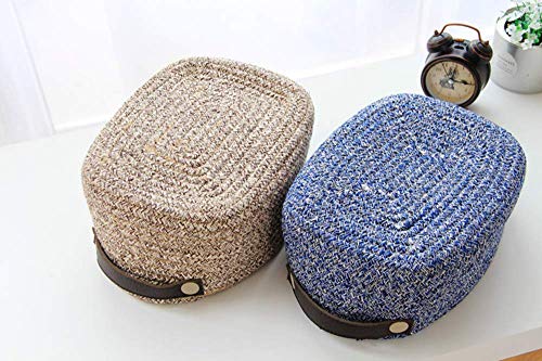 1 Pack Cotton Rope Basket,Small Woven Basket,10 3/8 inch X 7 3/4 inch X 4 3/4 inch, Baby Cotton Basket, Children's Home Decor (Blue)