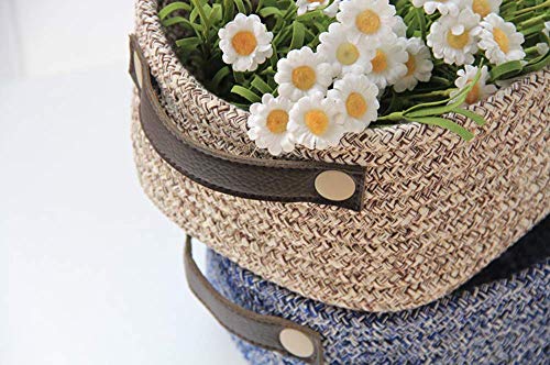 1 Pack Cotton Rope Basket,Small Woven Basket,10 3/8 inch X 7 3/4 inch X 4 3/4 inch, Baby Cotton Basket, Children's Home Decor (Blue)