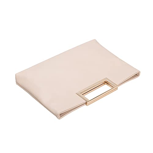 CHARMING TAILOR Fashion PU Leather Handbag Stylish Women Convertible Clutch Purse (Beige)