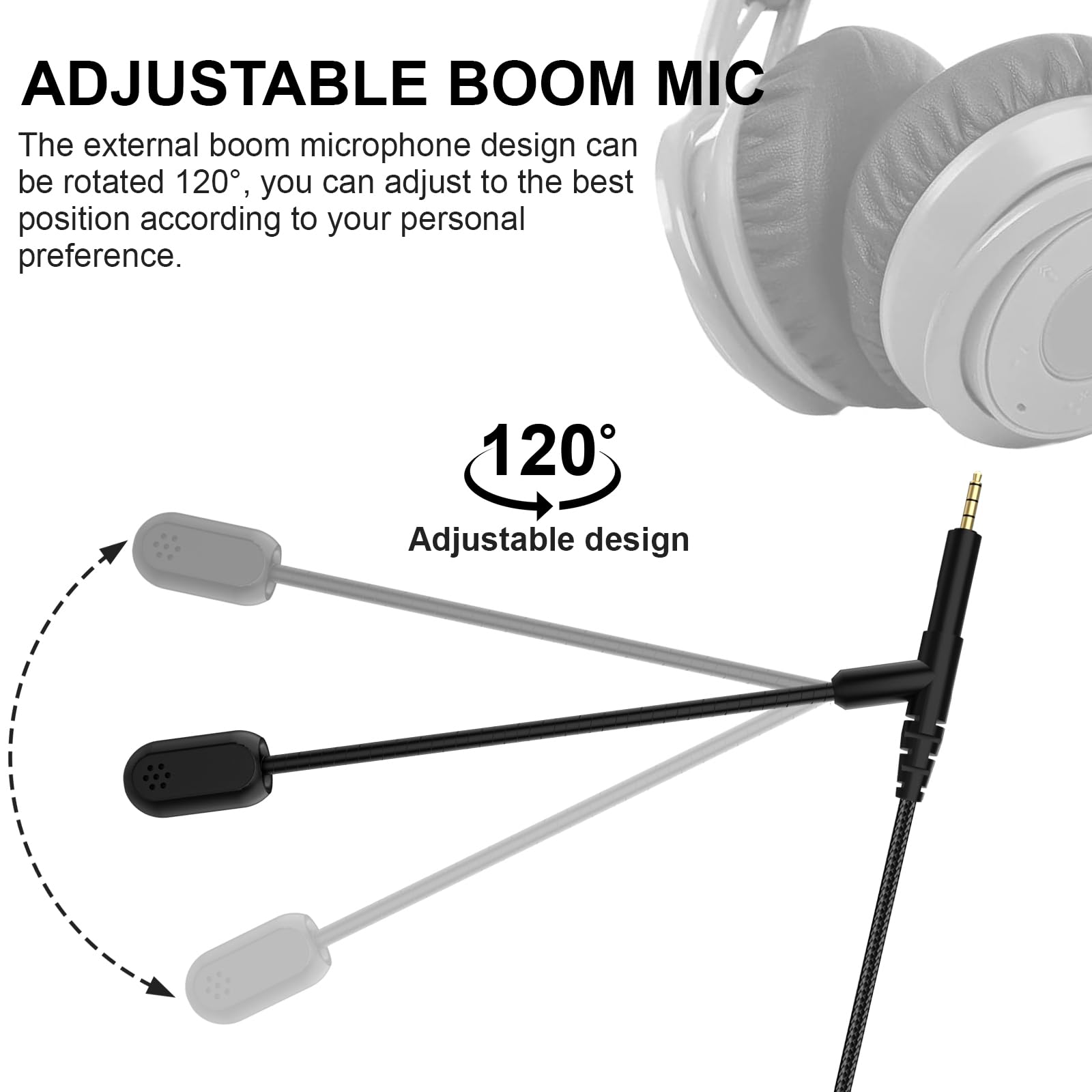 QC35 Boom Microphone with Mute and Volume Control Compatible with Bose QC25, QC35 II, QC35, QC45, NC700 Gaming Headphones, 6ft