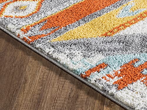 L'Baiet Ava Multicolor Orange Yellow Turquoise Boho Tribal Southwestern Indoor 8' x 10' Area Rug