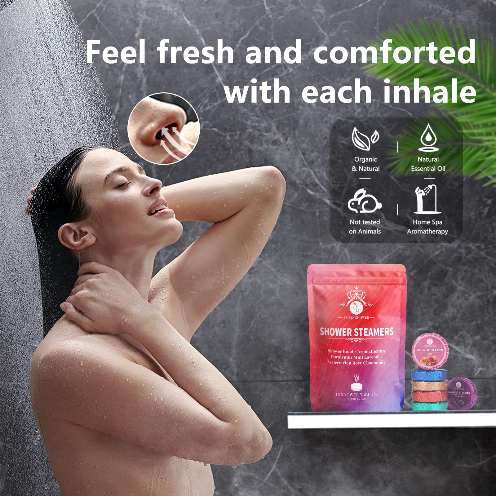 Shower Steamers Aromatherapy for Women or Men, 18-Pack Shower Bombs Easter Gift Set, Organic with Eucalyptus Chamomile Lavender Mint Watermelon Rose Essential Oil, Birthday Mothers Day Gifts for Her