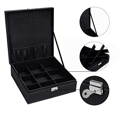 MOSISO Jewelry Box, Jewelry Storage Case Organizer Stackable Double Layer Lockable Display for Teens Girl/Women Velvet Necklace Earring Bracelet Ring Watch Brooch Holder, Black