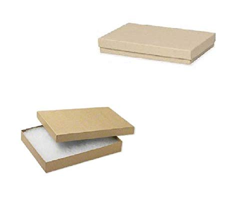 10 Pack Cotton Filled Kraft Color Jewelry Gift and Retail Boxes 5.25 X 3.75 X 1 Inch Size
