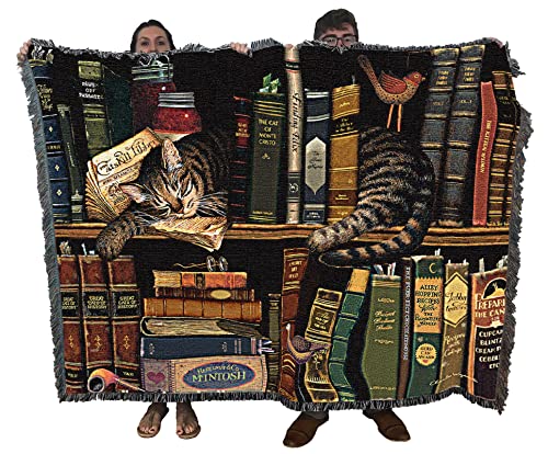 Pure Country Weavers Max in The Stacks Blanket by Charles Wysocki - Gift for Cat Lovers - Tapestry Throw Woven from Cotton - Made in The USA (72x54)