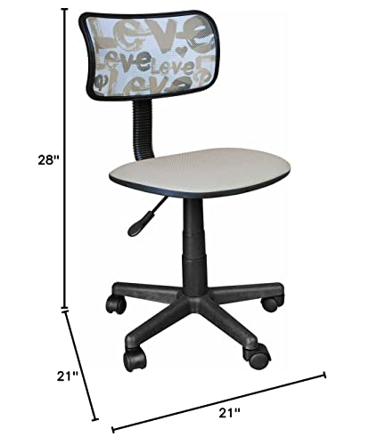 Urban Shop Printed Rolling Task Chair, Love Chair Mesh 21D x 21W x 28H in