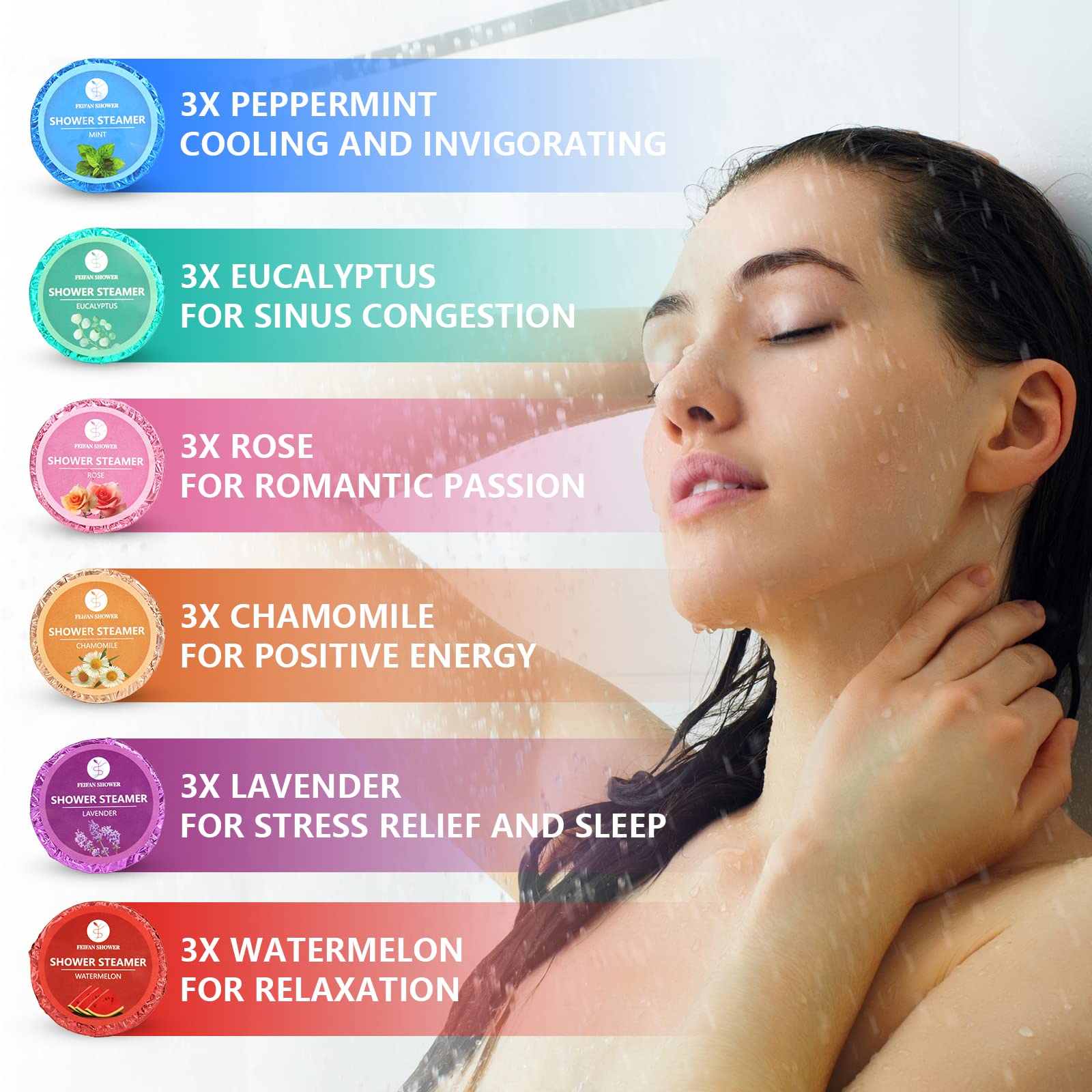 Shower Steamers Aromatherapy for Women or Men, 18-Pack Shower Bombs Easter Gift Set, Organic with Eucalyptus Chamomile Lavender Mint Watermelon Rose Essential Oil, Birthday Mothers Day Gifts for Her