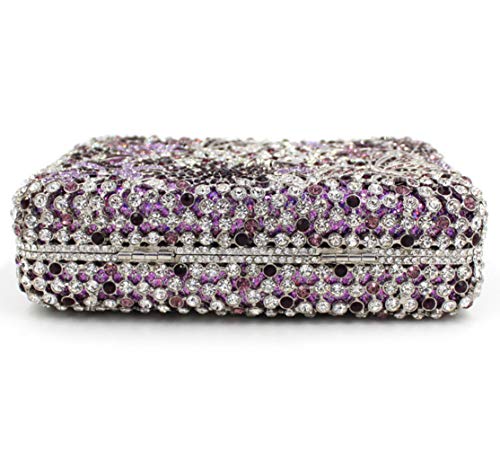 Ladies Wedding Clutch-Purse Chain Rhinestone Evening-Bag Luxury Handbag Purple
