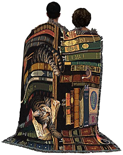 Pure Country Weavers Max in The Stacks Blanket by Charles Wysocki - Gift for Cat Lovers - Tapestry Throw Woven from Cotton - Made in The USA (72x54)