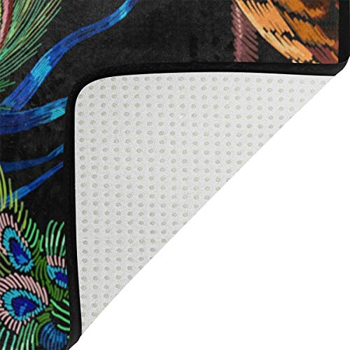 AGONA Blue Peacock Area Rug 5x7 Soft Large Area Rugs Indoor Modern Floor Carpet No-Shedding Non-Slip Rectangle Mat for Living Room Entryway Bedroom Kids Room
