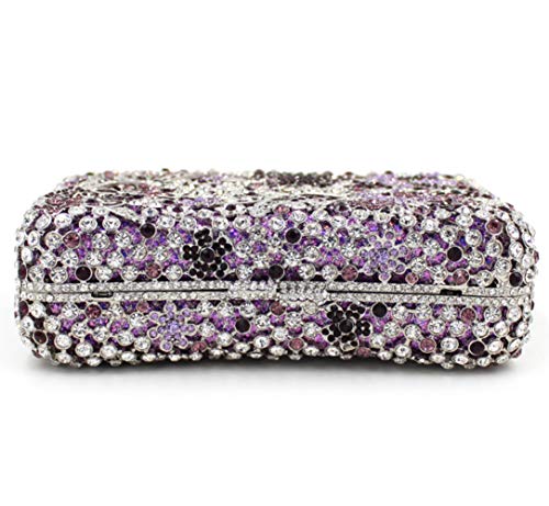Ladies Wedding Clutch-Purse Chain Rhinestone Evening-Bag Luxury Handbag Purple