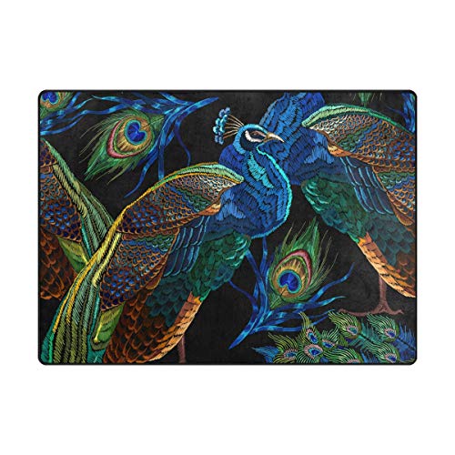 AGONA Blue Peacock Area Rug 5x7 Soft Large Area Rugs Indoor Modern Floor Carpet No-Shedding Non-Slip Rectangle Mat for Living Room Entryway Bedroom Kids Room