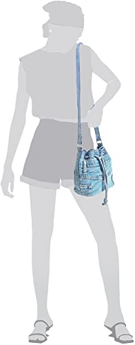 Bijoux De Ja Upcycling Blue Denim Jeans Small Drawstring Crossbody Bag Bucket Pouch Sac Shoulder Handbag Purse