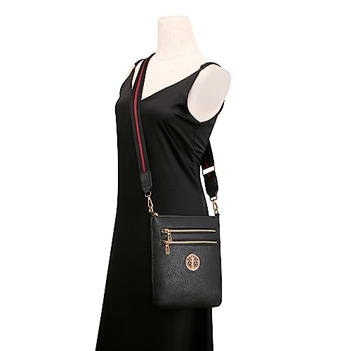 Montana West Crossbody Bag with Wide Guitar Strap Small Cross Body Bag Purses Shoulder Handbag for Women MWC-042ABK