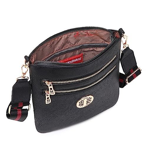 Montana West Crossbody Bag with Wide Guitar Strap Small Cross Body Bag Purses Shoulder Handbag for Women MWC-042ABK