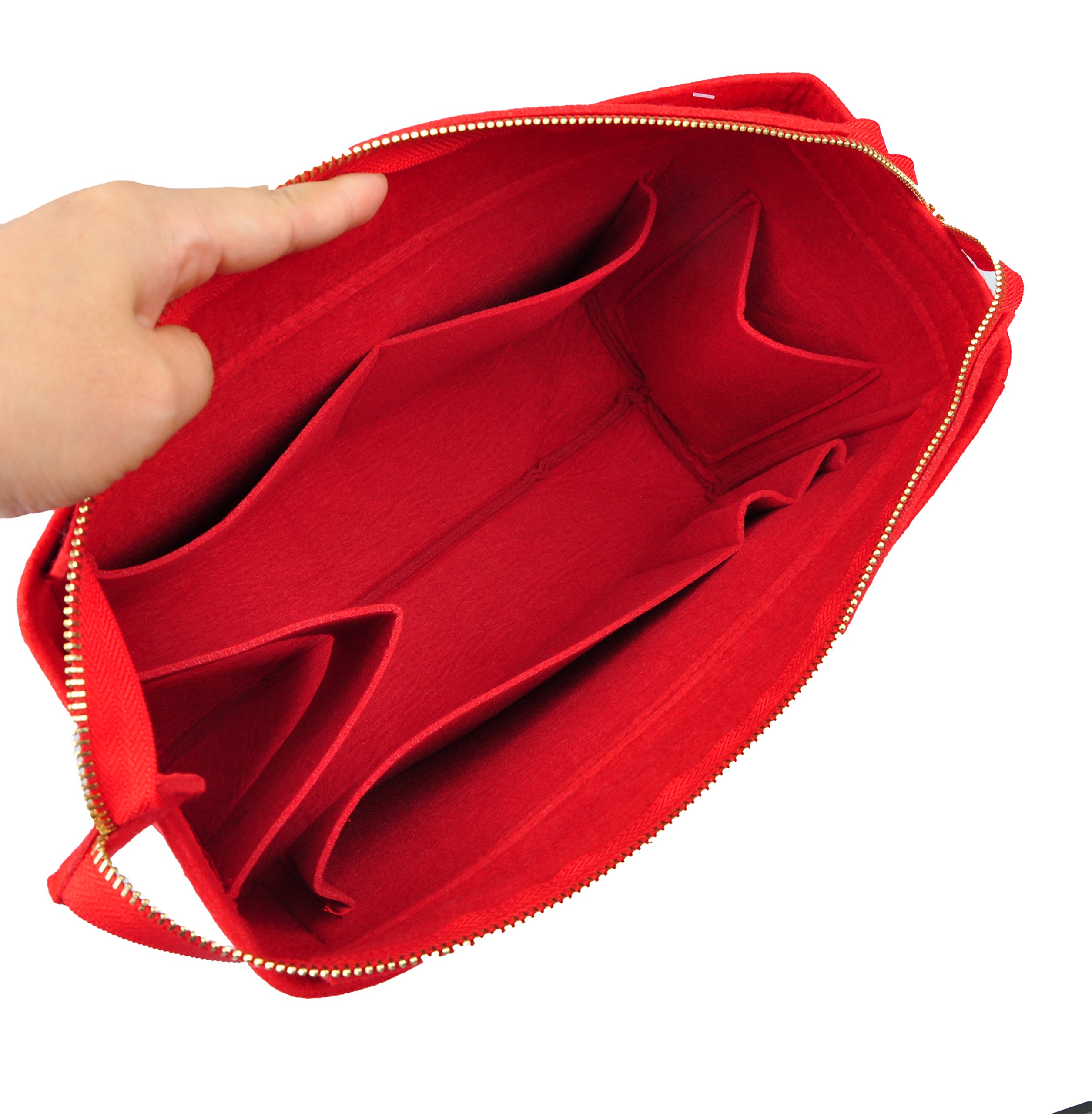 Vercord Felt Zipper Handbag Tote Purse Duffel Backpack Organizer Insert Red Medium