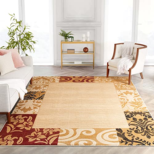 Well Woven Dulcet Damask Ivory Transitional Area Rug 5' X 7'2''