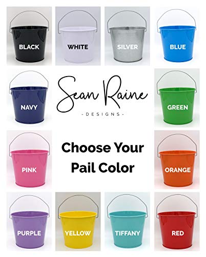 Personalized Halloween Ghost Name Pail - Choose The Color - Metal Pail Bucket Basket Bag for Girls and Boys