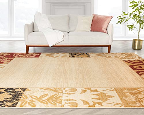 Well Woven Dulcet Damask Ivory Transitional Area Rug 5' X 7'2''