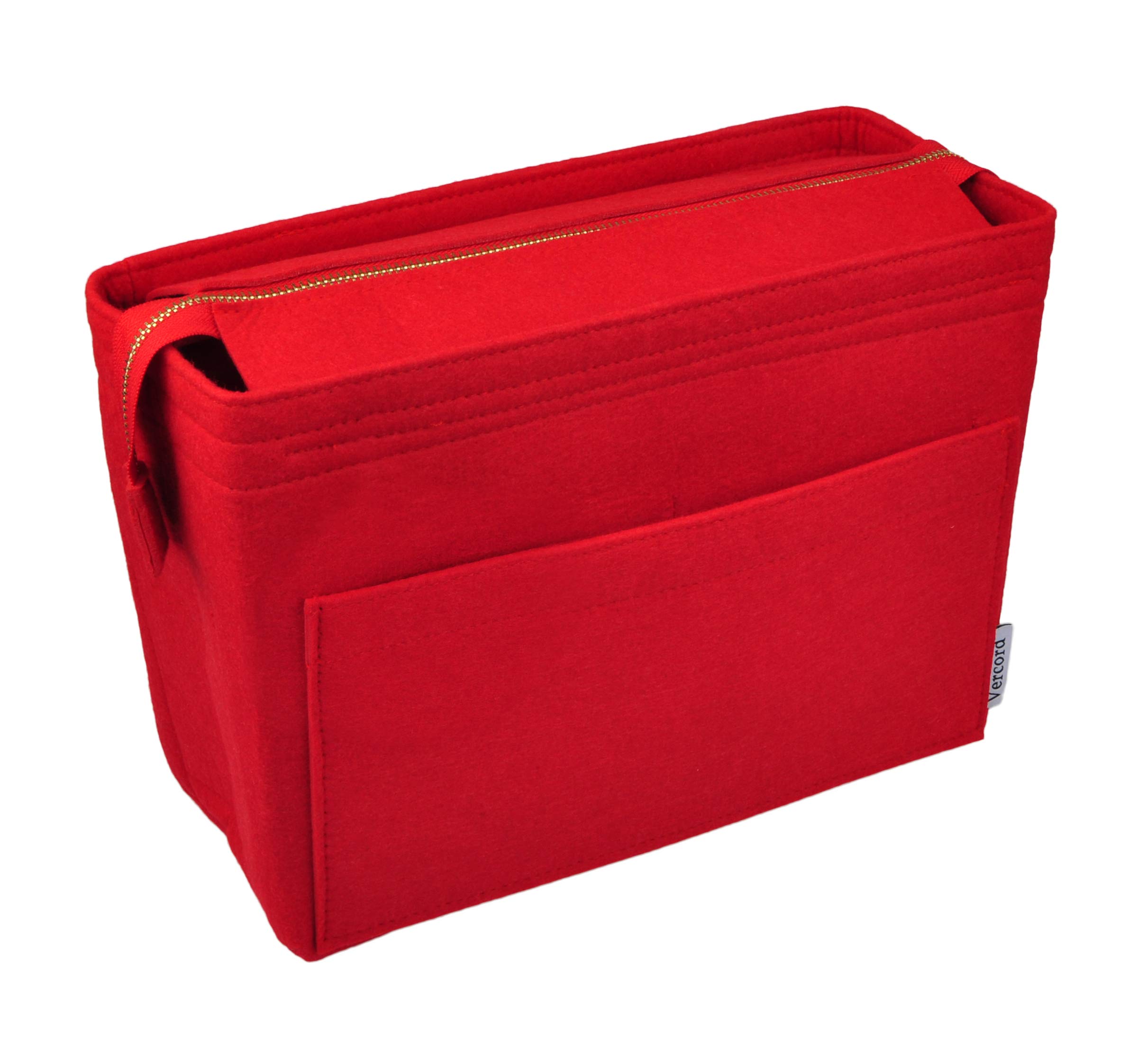 Vercord Felt Zipper Handbag Tote Purse Duffel Backpack Organizer Insert Red Medium