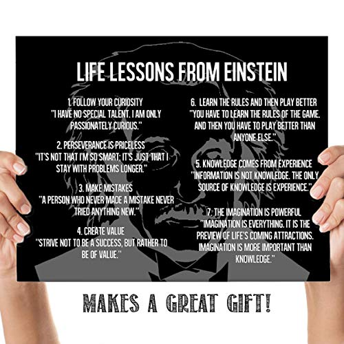Einstein Quotes Wall Art-"Logical Life Lessons"- 8 x 10" Art Wall Print- Ready to Frame. Thinking Home Décor, Studio & Class Décor. Perfect Gift for Motivation & Inspiration with Einstein Image.