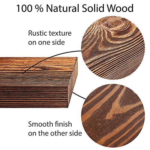 Floating Shelves Wood Floating Shelves Set - New England Handcrafted Rustic Pine Kitchen Office Bedroom Wall Mounted Smooth Finish Organizers 2 Pack (1.5'' x 7.5'' x 24'' & 36โ) (Espresso, 36'')
