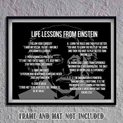 Einstein Quotes Wall Art-"Logical Life Lessons"- 8 x 10" Art Wall Print- Ready to Frame. Thinking Home Décor, Studio & Class Décor. Perfect Gift for Motivation & Inspiration with Einstein Image.