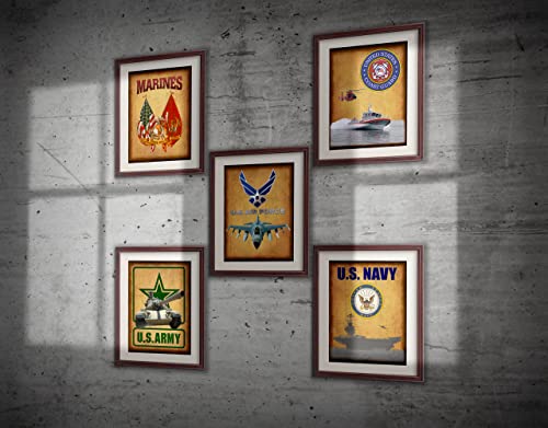 Military 5 Pack Patriotic Tribute to All 5 Branches - Wall Art - 8" X 10" - Unframed - Makes People Stop in Respect (Military 5 Pack 8" X 10")