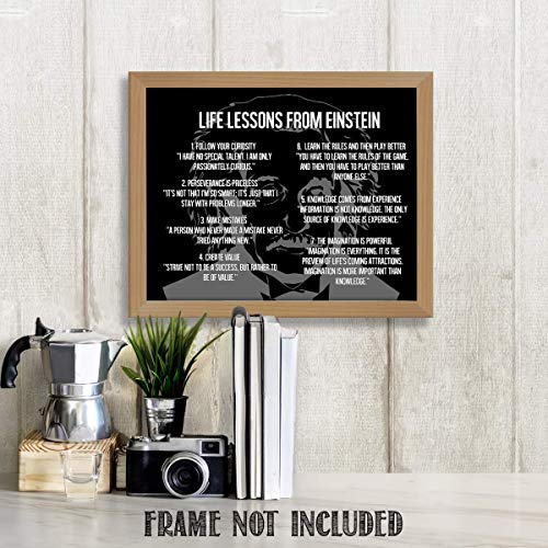 Einstein Quotes Wall Art-"Logical Life Lessons"- 8 x 10" Art Wall Print- Ready to Frame. Thinking Home Décor, Studio & Class Décor. Perfect Gift for Motivation & Inspiration with Einstein Image.