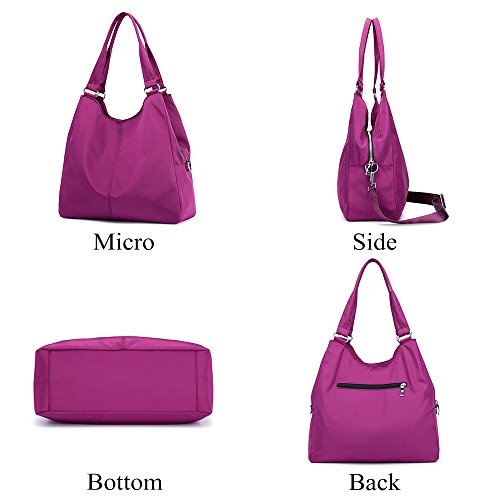 Mynos Hobo Bag Big Shoulder Bag For Women Tote Bag Purse Multi-function Nylon Handbag Travel Organzier (Black)