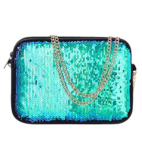 Crossbody Bags for Women Neoprene Clutch Purses Mermaid Sequin Bag Detachable Chain Crossbody Wallets - FUNLAVIE