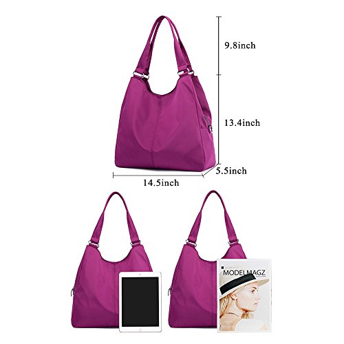 Mynos Hobo Bag Big Shoulder Bag For Women Tote Bag Purse Multi-function Nylon Handbag Travel Organzier (Black)