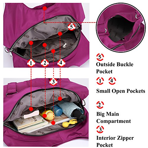 Mynos Hobo Bag Big Shoulder Bag For Women Tote Bag Purse Multi-function Nylon Handbag Travel Organzier (Black)