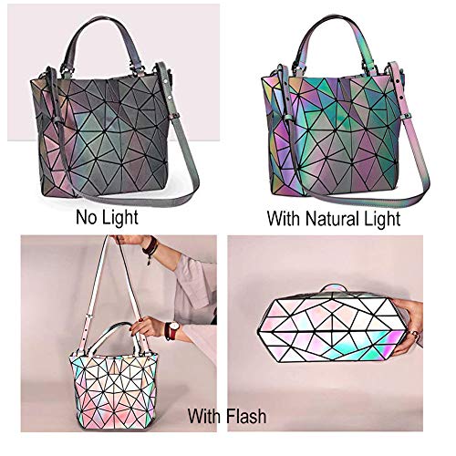 Geometric Luminous Purses and Handbags Holographic Purse Lumikay Bag Reflective Leather Irredescent Tote NO.4