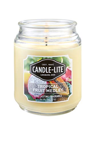 Candle-lite Scented Candles, Tropical Fruit Medley Fragrance, One 18 oz. Single-Wick Aromatherapy Candle, Yellow Color
