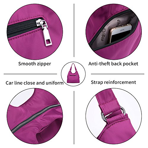 Mynos Hobo Bag Big Shoulder Bag For Women Tote Bag Purse Multi-function Nylon Handbag Travel Organzier (Black)