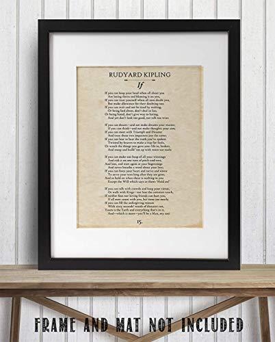 Rudyard Kipling - If - 11x14 Unframed Typography Book Page Print - Great Gift for Poetry Fans and Inspirational and Motivational Decor for Home and Office Under $15