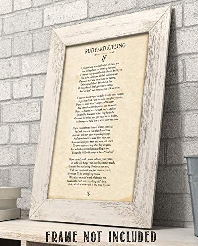 Rudyard Kipling - If - 11x14 Unframed Typography Book Page Print - Great Gift for Poetry Fans and Inspirational and Motivational Decor for Home and Office Under $15
