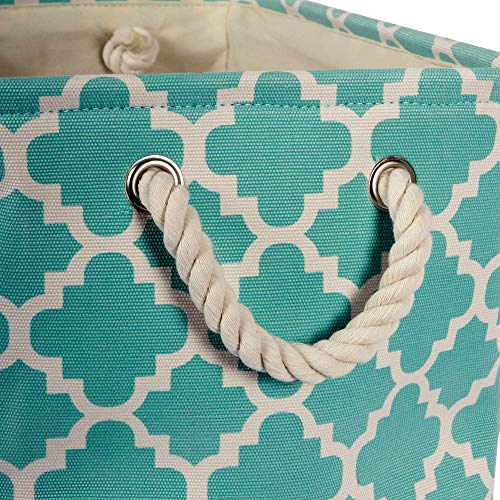 DII Polyester Container with Handles, Lattice Storage Bin, Large, Aqua