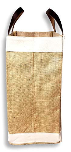 Eco-Friendly Large Jute and Cotton Leather Handle Market Tote Bag (Natural - No Embroidery)