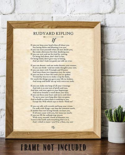Rudyard Kipling - If - 11x14 Unframed Typography Book Page Print - Great Gift for Poetry Fans and Inspirational and Motivational Decor for Home and Office Under $15