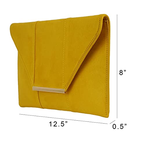 JNB Women's Faux Microsuede Envelope Clutch (Mustard)
